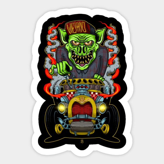 Hot rod monster - Hot Rod Monster - Sticker | TeePublic