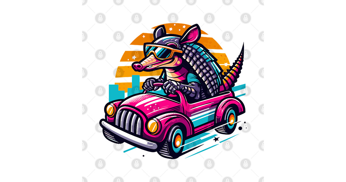 Armadillo driving car - Armadillo - T-Shirt | TeePublic