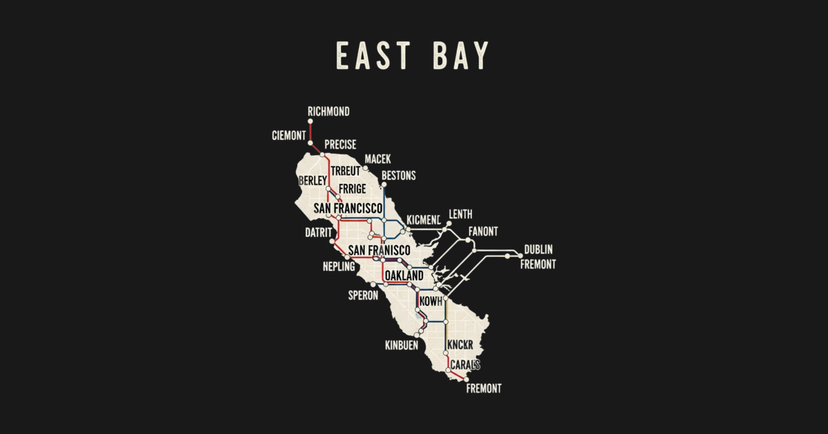 East Bay Subway Map - East Bay Subway Map - T-Shirt | TeePublic