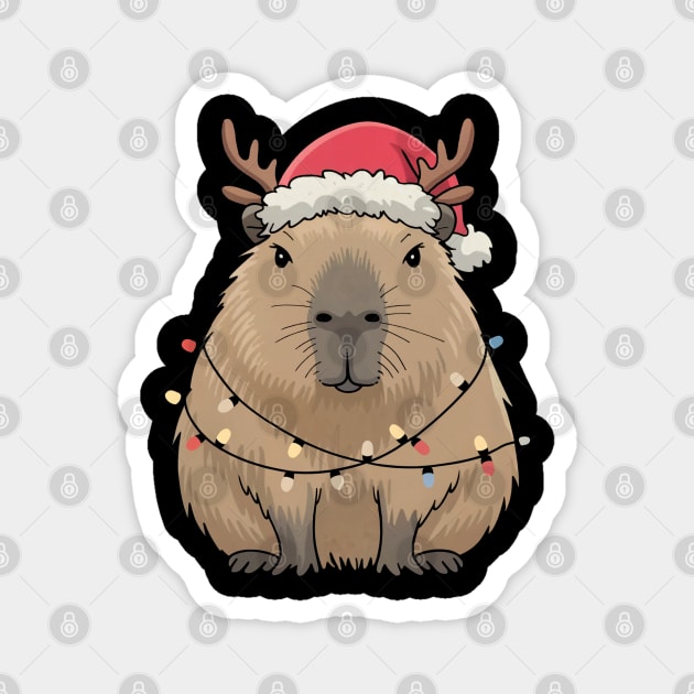 Christmas Lights Capybara Reindeer Cute Capybara Santa Xmas - Santa ...