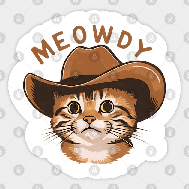 Meowdy - iconic americana - Cowboy - Sticker | TeePublic