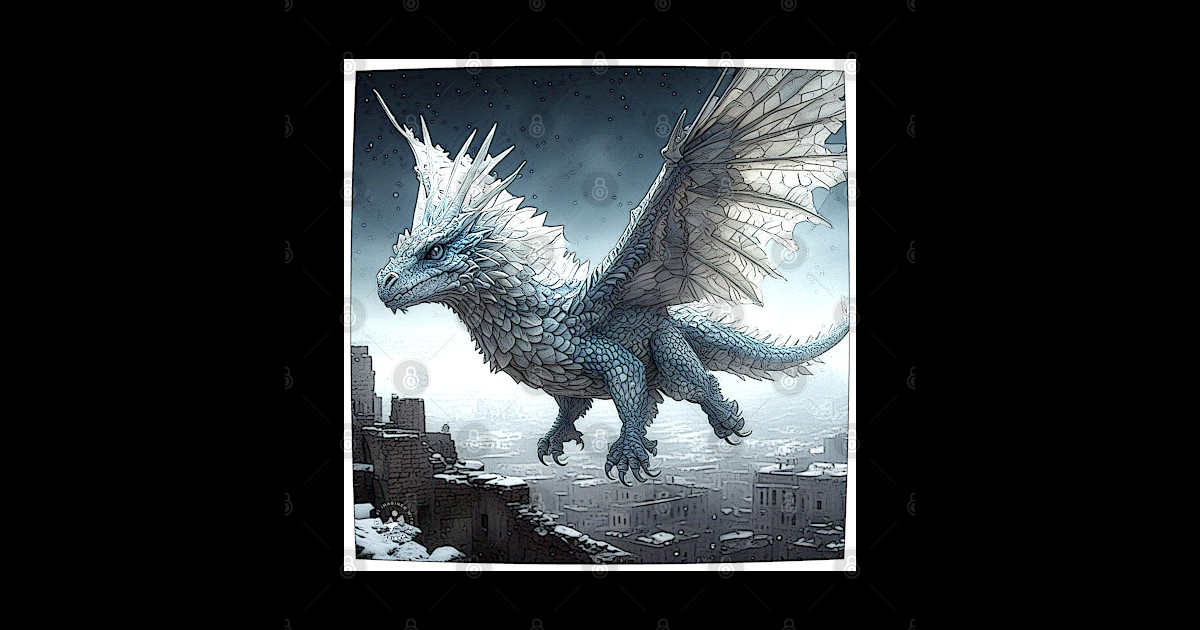 flying ice dragon 2024 tileartwork - Flying Ice Dragon - Posters and Art Prints | TeePublic