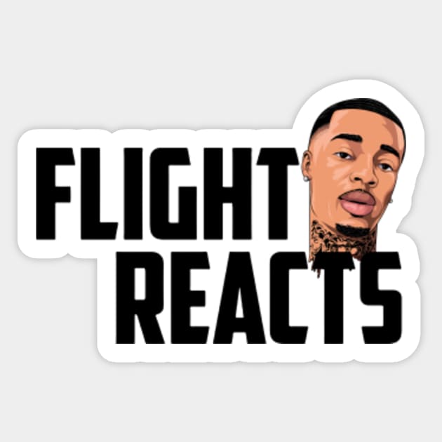 Flight Reacts with head (Black) - Flightreacts - Sticker | TeePublic