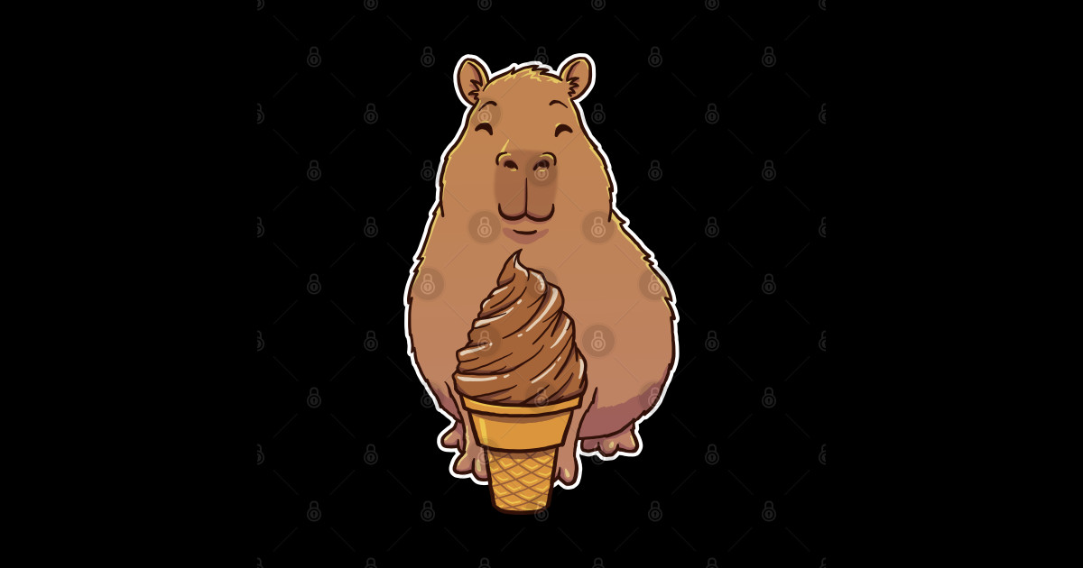 Capybara Chocolate Ice Cream Cone - Capybaras - Sticker | TeePublic