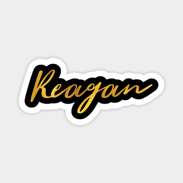 Reagan Name Hand Lettering in Faux Gold Letters - Reagan - Magnet ...