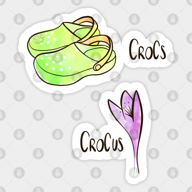 Crocs and Crocus watercolor illustration - Crocs - Sticker | TeePublic