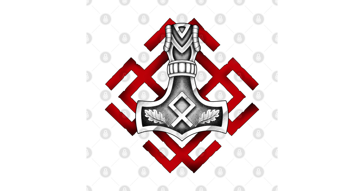 Thors hammer with rune ornament - Thor - T-Shirt | TeePublic