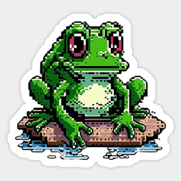 Pixel Art Frog - Pixel Art - Sticker | TeePublic