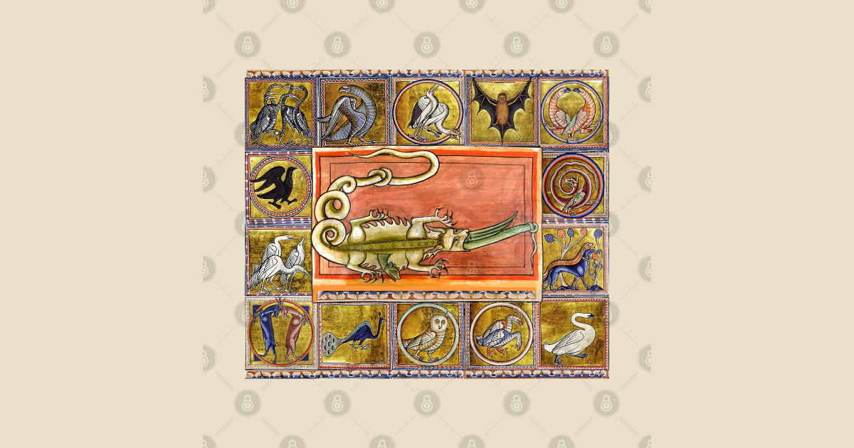 MEDIEVAL BESTIARY,CROCODILE EATING SEA SERPENT, MYTHICAL ANIMALS IN ...