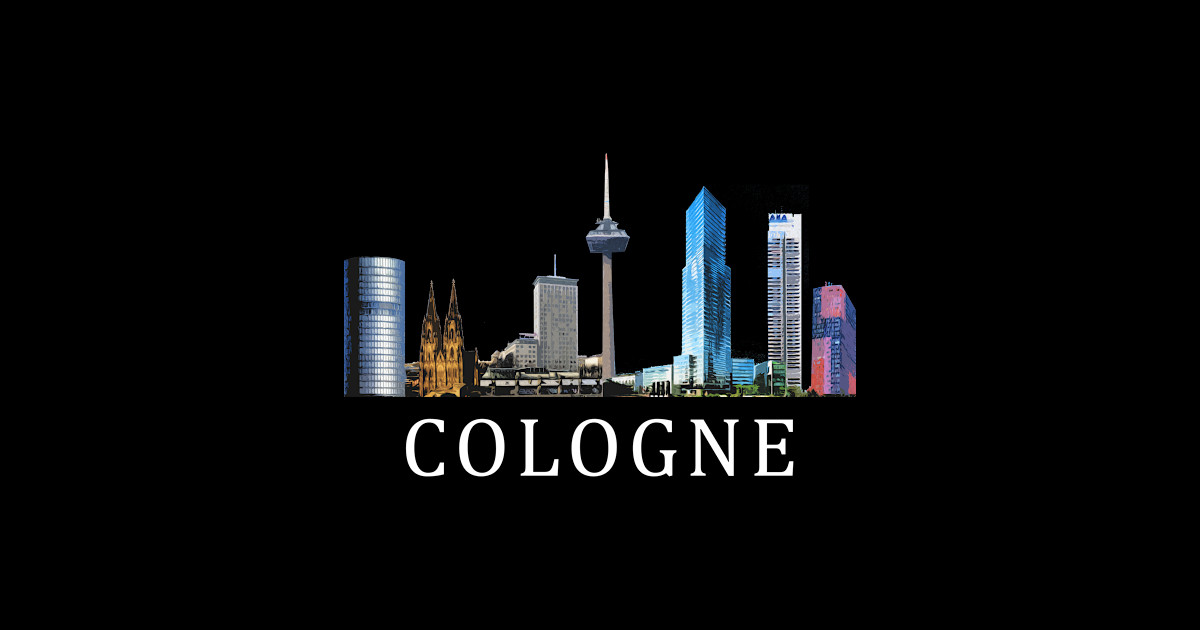 Cologne Skyline in Colour with Text - Cologne - Sticker | TeePublic