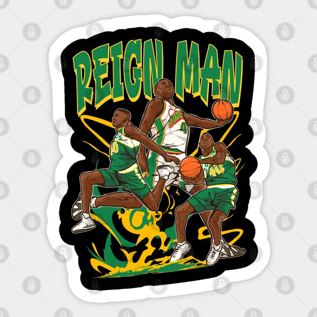 Shawn Kemp Reign Man Cartoon - Nba - Sticker | TeePublic