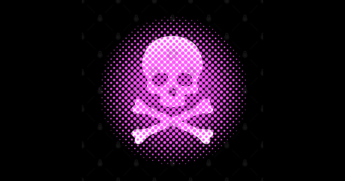 Neon Pink Skull and Crossbones Creepy Gothic Scary Fun Modern Art ...