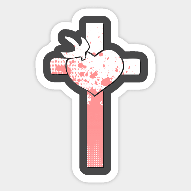 Pink and White Cross - Christianity - Sticker | TeePublic