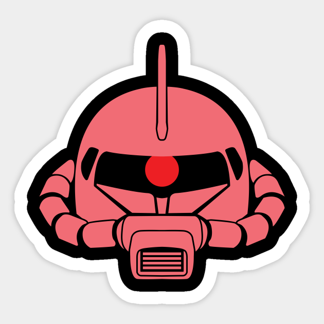 "Zaku II" in Char Red, Stencil - Gundam - Sticker | TeePublic