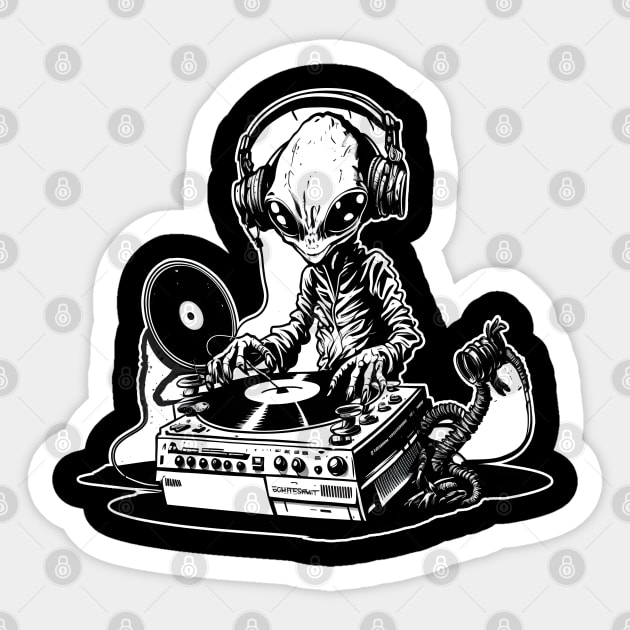Alien Vinyl DJ Rave Techno - Alien Dj - Sticker | TeePublic