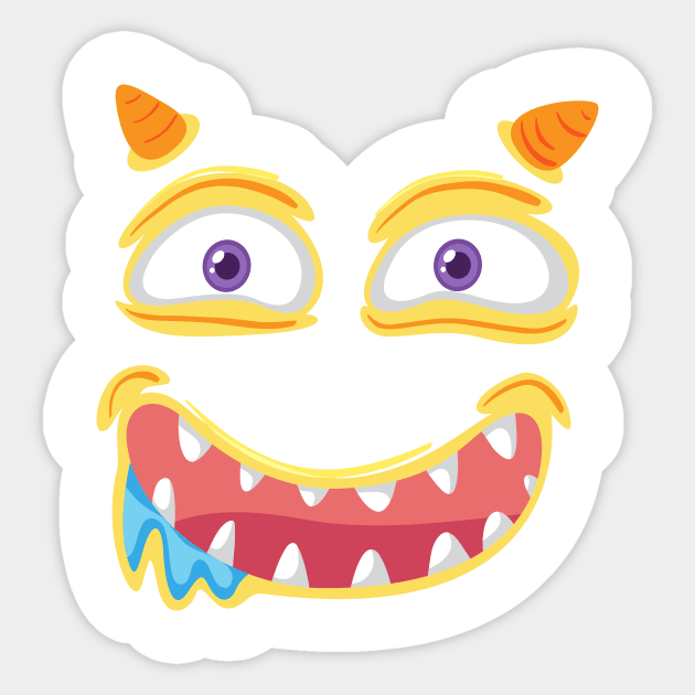 smiling monster face - Monster - Sticker | TeePublic