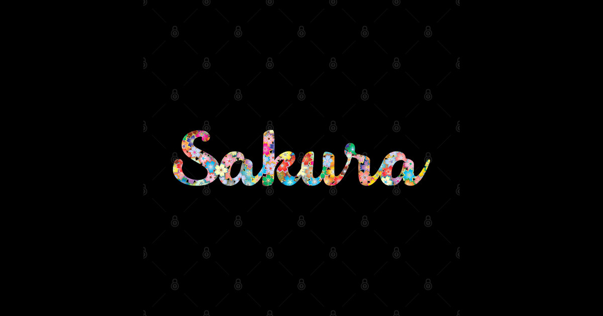Sakura Floral Cursive Colourful Black - Sakura - Sticker | TeePublic