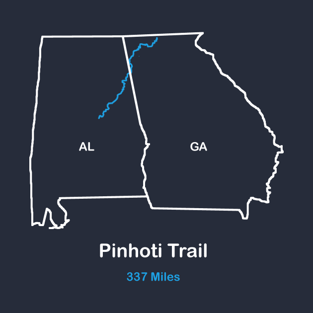 Route Map of the Pinhoti Trail - Hiking Trails - T-Shirt | TeePublic