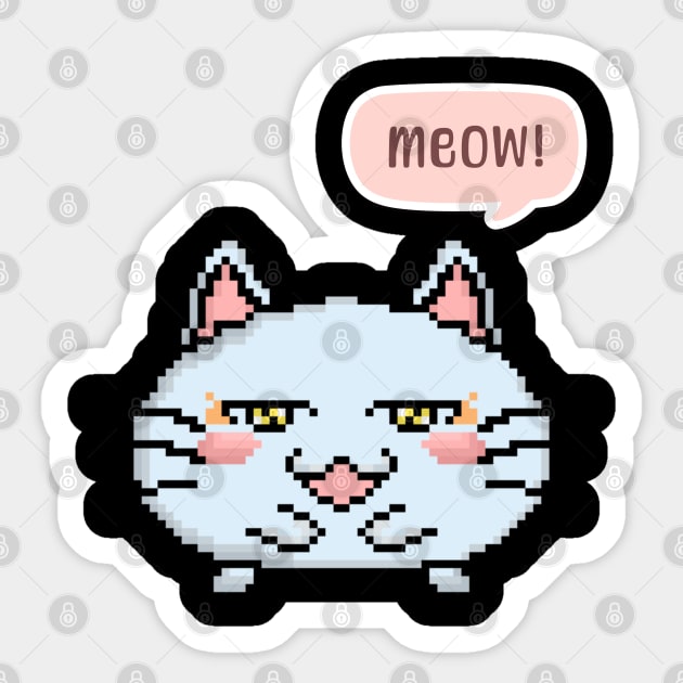 Pixel Art White Cat 8 Bit Illustration - Pixel Cat - Sticker | TeePublic