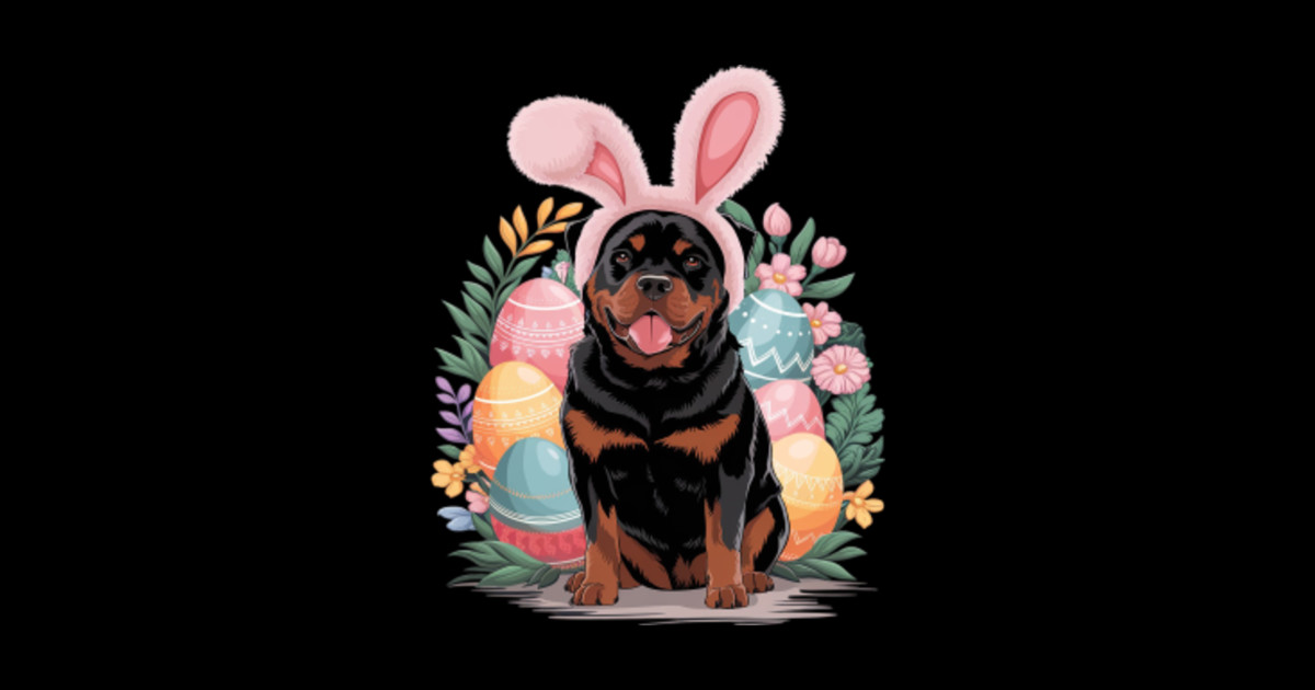 Rottweiler Dog Bunny Ears Easter Day - Rottweiler Dog Bunny Ears Easter ...