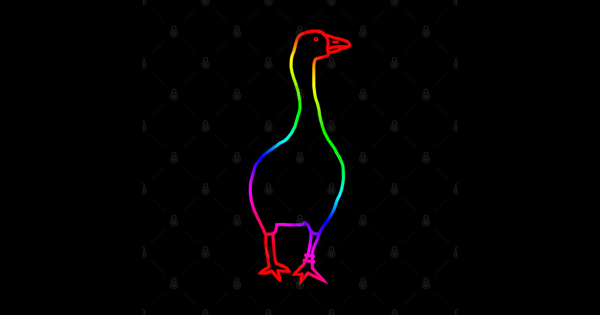 Rainbow Goose Minimal Line Drawing - Goose - Sticker | TeePublic