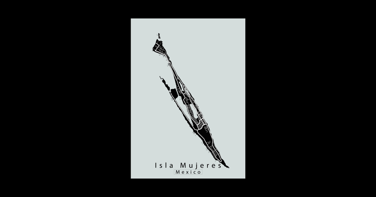 Isla Mujeres Mexico Island Map dark - Compass - Sticker | TeePublic