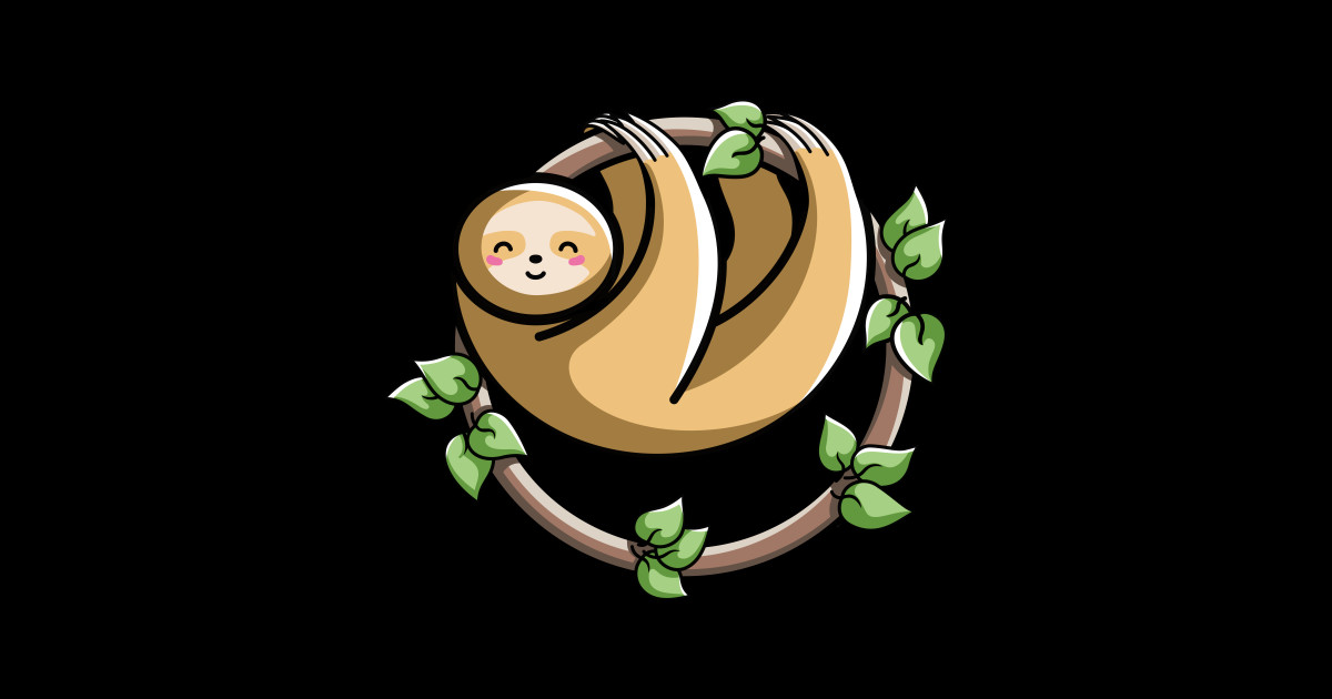Kawaii Cute Sloth Circle - Sloth - Sticker | TeePublic