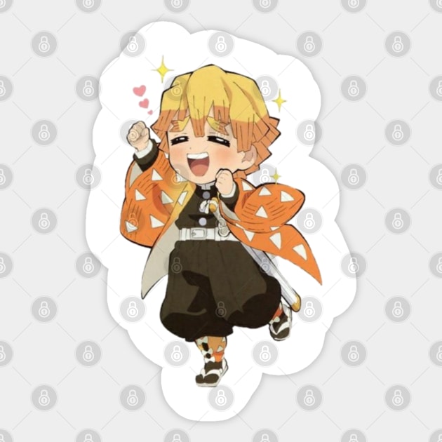 Kawaii Zenitsu From Demon Slayer - Demon Slayer Anime - Sticker | TeePublic