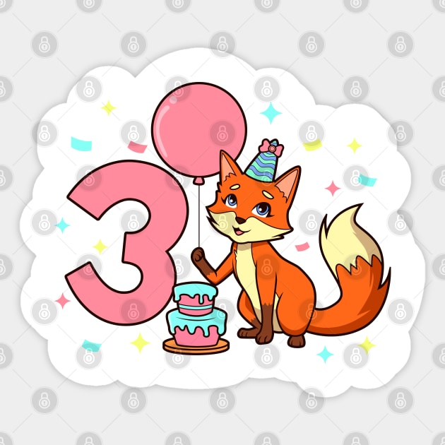 I am 3 with fox - girl birthday 3 years old - 3 Years Old Fox Birthday ...