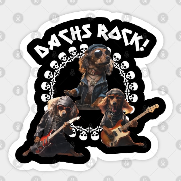 DACHS ROCK! Awesome Dachshund Trio Rock Band - Rock Band - Sticker ...