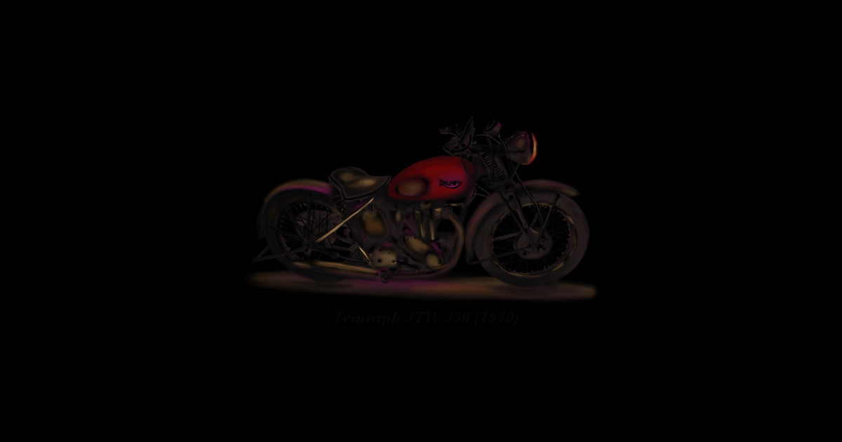 Drawing of Retro Classic Motorcycle Triumph 3TW 350 1940 - Vintage ...