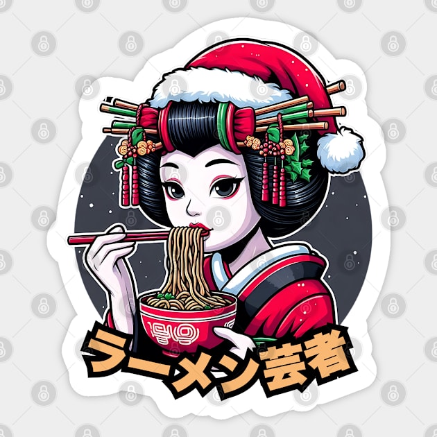 Christmas Ramen Geisha - Ramen - Sticker | TeePublic