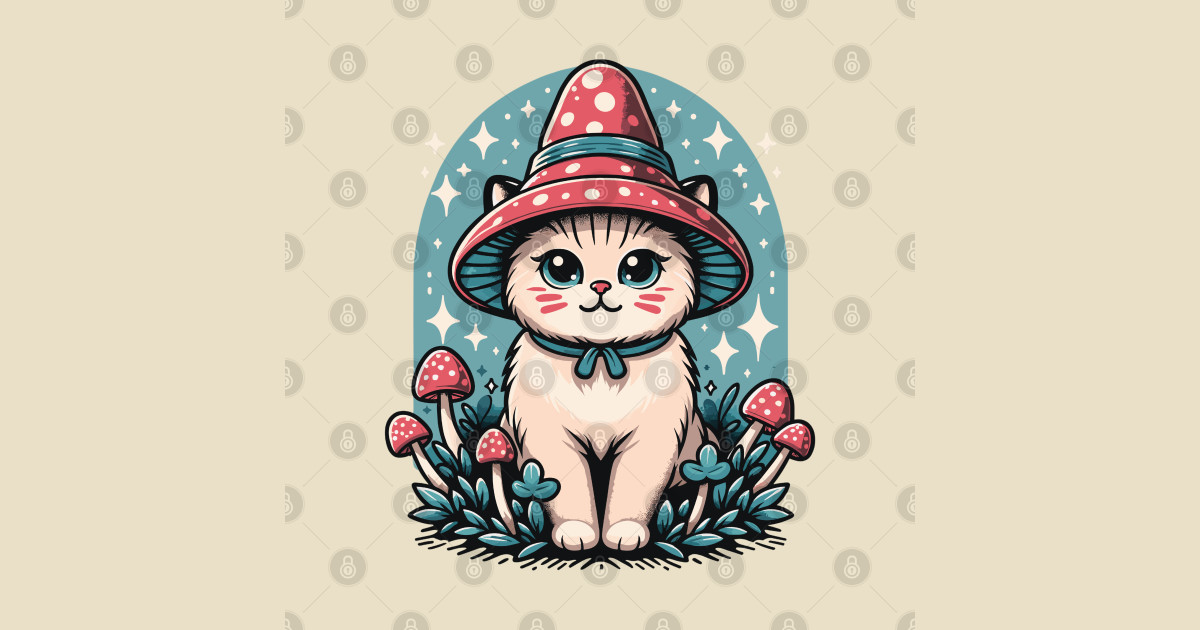 Enchanting Cat & Mushroom Forestcore Delight - Cottagecore - T-Shirt ...