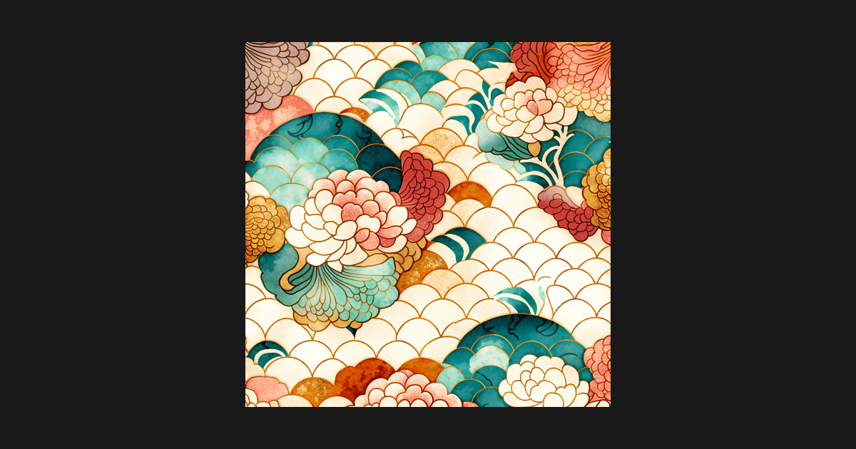 Floral asian scale pattern - Floral - T-Shirt | TeePublic