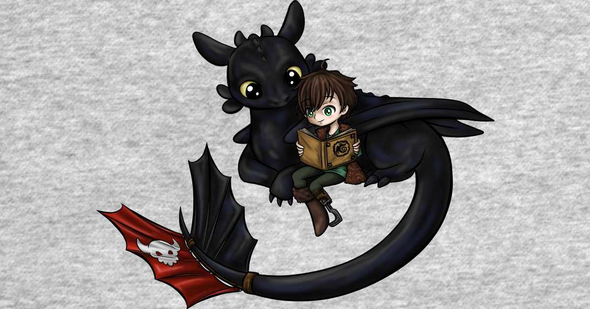 HTTYD - Chibi Hiccup and Toothless Fanart - Httyd - Baseball T-Shirt ...