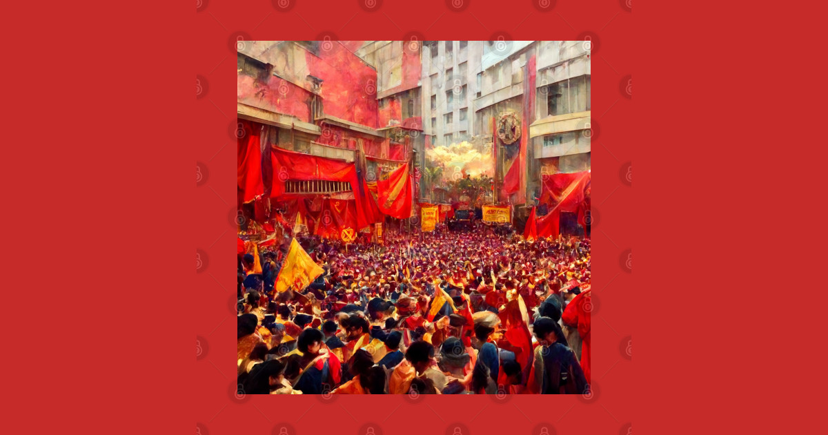 Socialist Poster, Workers United in a Square - Socialism - T-Shirt ...