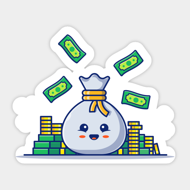 Cute Money Bag With Dollar And Coin - Money - Sticker | TeePublic