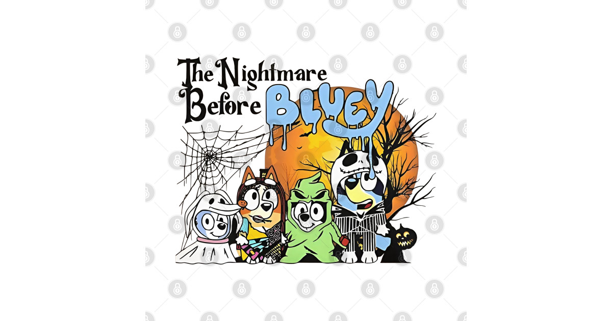 The Nightmare Before Bluey Halloween Cartoon Parody Art - Bluey ...