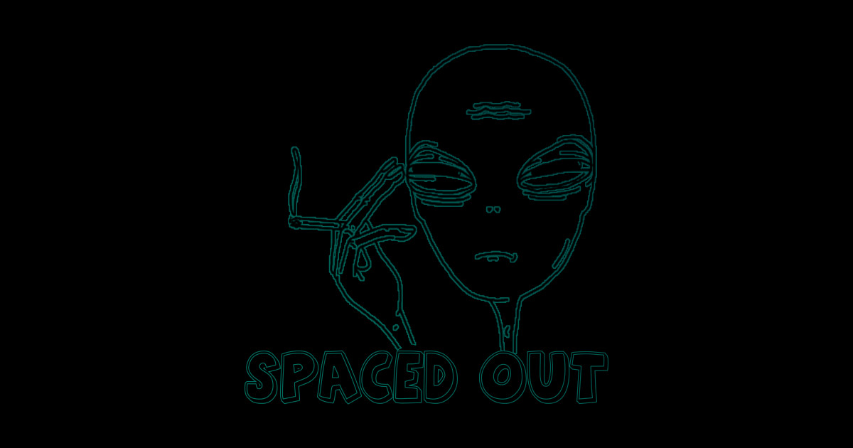 Spaced Out Alien Smoking green - Alien - Sticker | TeePublic