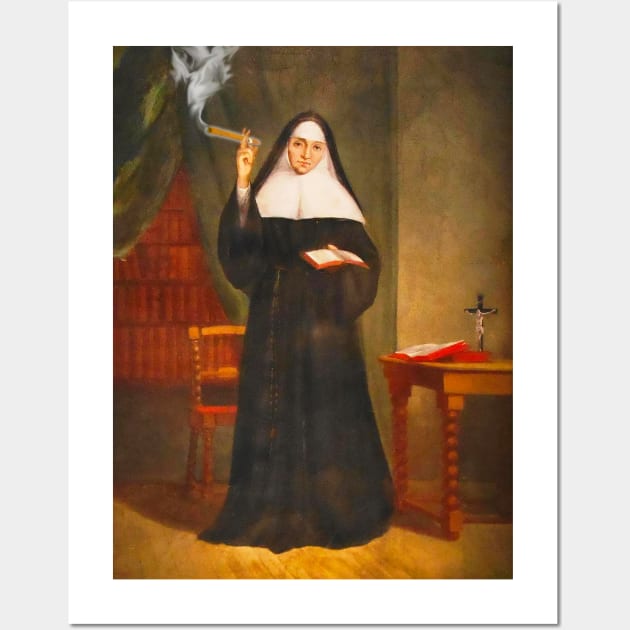 Holy Smoke! Cigar Smoking Nun - Cigar Lover - Posters and Art Prints ...