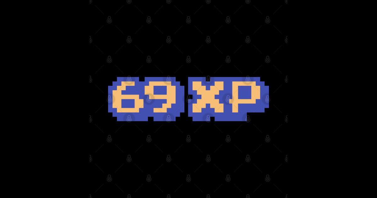 69 XP, Experience Points 8-bit Pixel Blue and Yellow - Gamer - Sticker ...