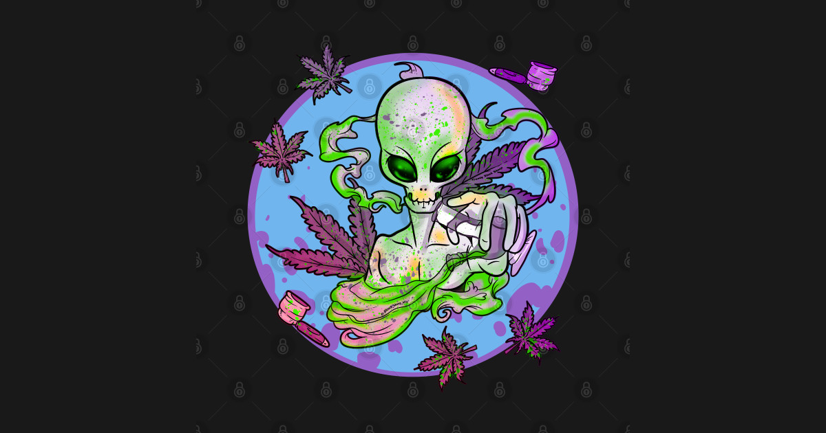 Trippy Alien - Alien Weed - T-Shirt | TeePublic
