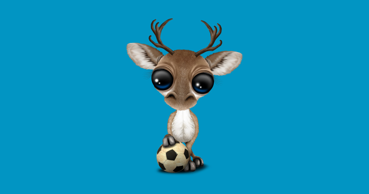 Cute Baby Reindeer With Football Soccer Ball - Football - T-Shirt ...