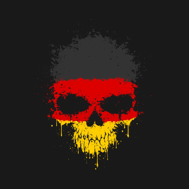 Chaotic German Flag Splatter Skull - Germany - T-Shirt | TeePublic