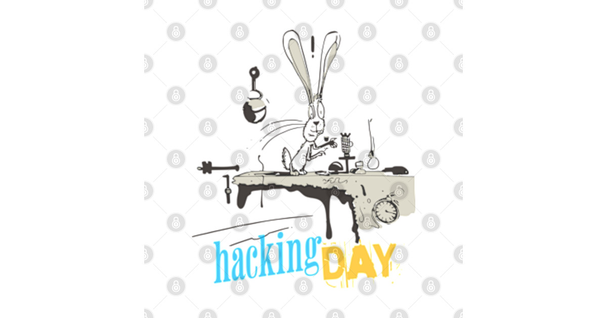 White rabbit hacking day cartoon design - Work Day Rabbit - T-Shirt ...
