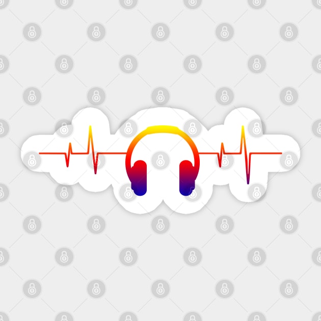 Rainbow Headphones Heartbeat - Headphones - Sticker | TeePublic