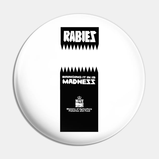 Classic MAFF 1980s rabies logo - Rabies - Pin | TeePublic