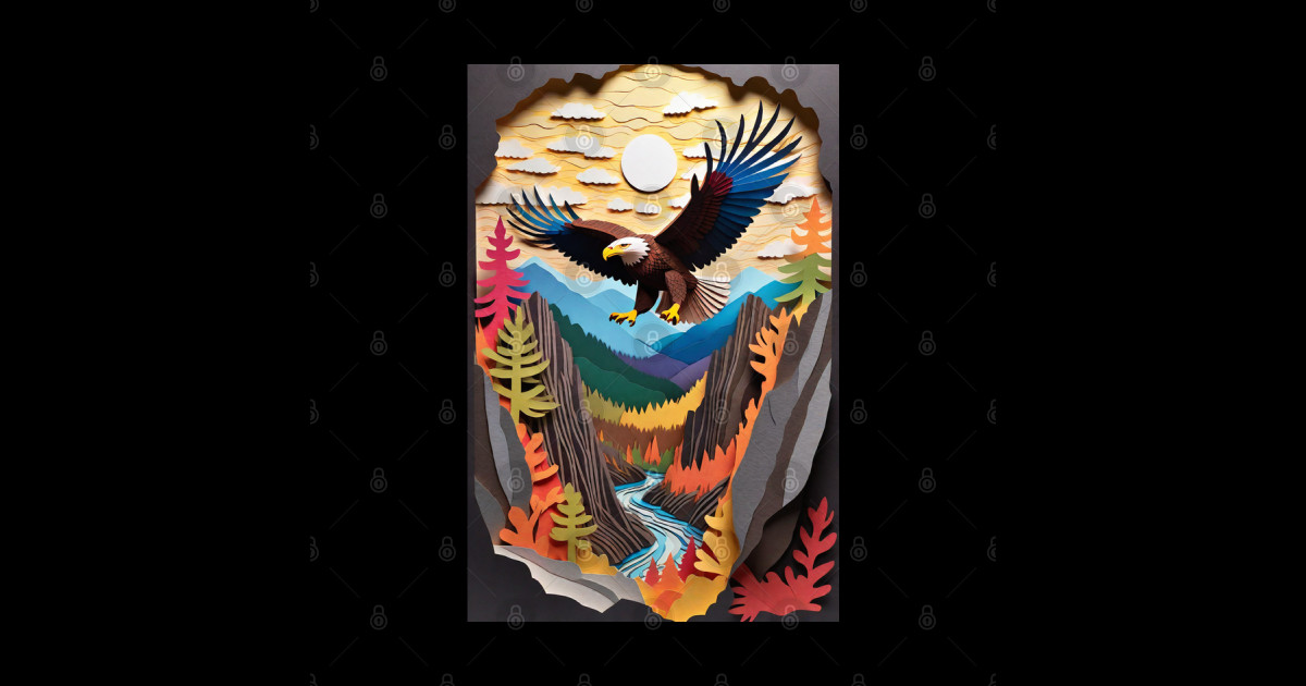 Papercut Bald Eagle - Bald Eagle - Sticker | TeePublic