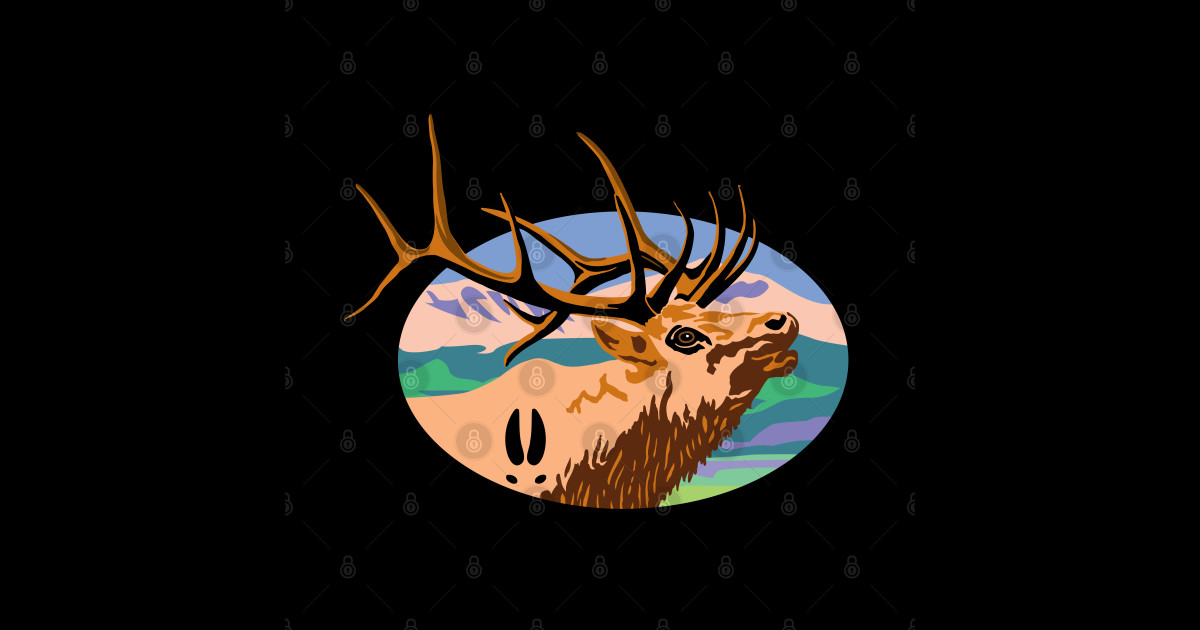 Bugling Bull Elk with Mountains - Elk - Sticker | TeePublic