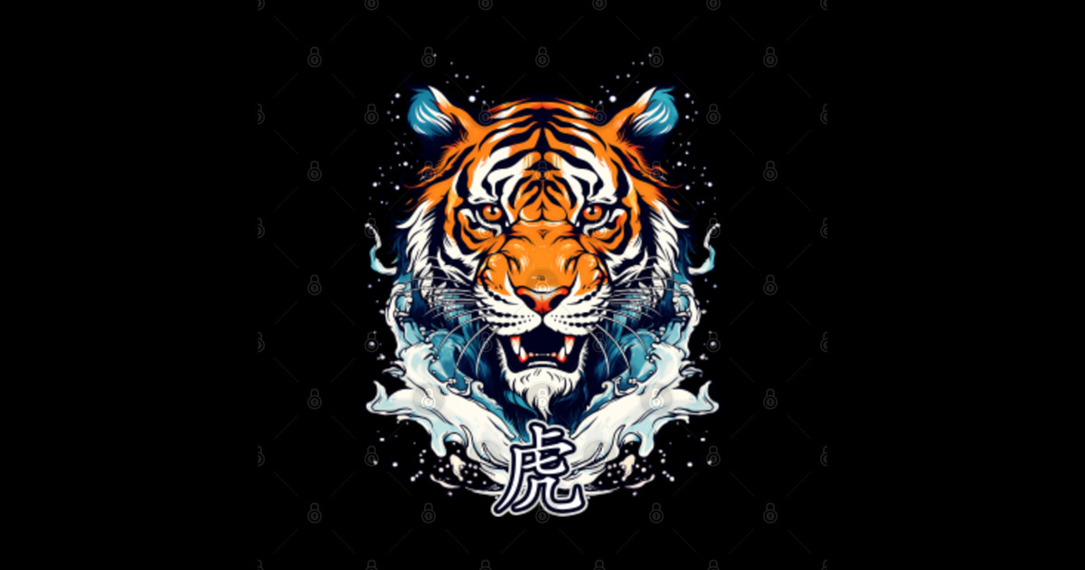 The Great Tiger Wave Symbol of Courage and Strength - Tiger Head ...